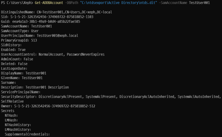 Active Directory 데이터파일 NTDS.dit 추출 및 비밀번호 NT hash 획득하기 – blog.Xeph.dev